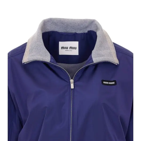 Miu Miu Tec Popeline Blouson With Logo