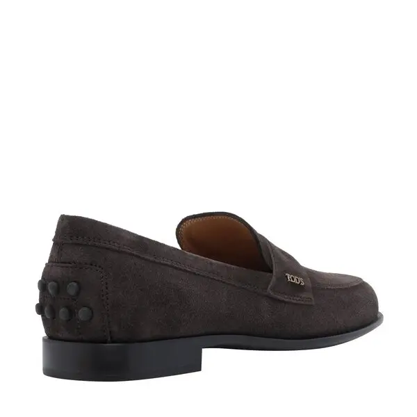 TOD'S Logo Suede Loafers - Brown