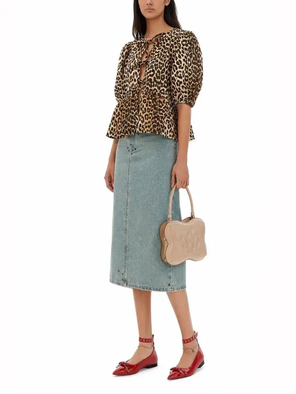 GANNI Animal Print Blouse