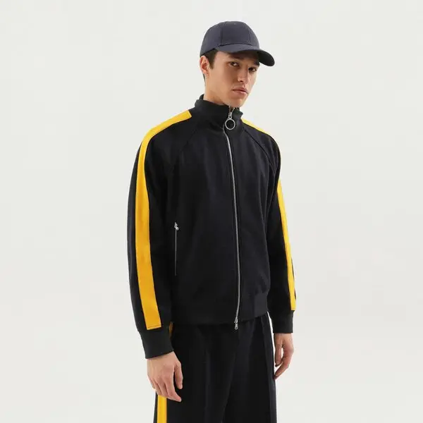 1989 STUDIO Gray Jacket With Side Stripes - Blue