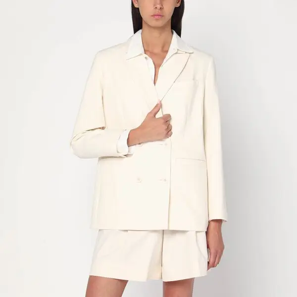 A.p.c. Double-breasted Jacket In Ecru Cotton