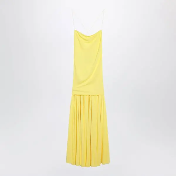 Jacquemus Abiha Pleated Midi Dress With Draping - Yellow