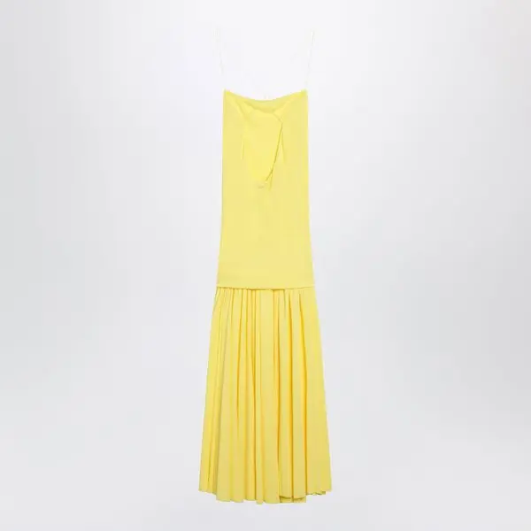 Jacquemus Abiha Pleated Midi Dress With Draping - Yellow