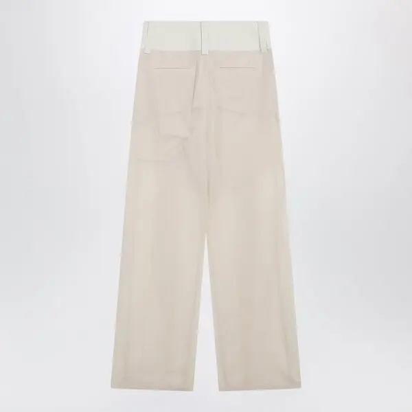 Sportmax Wide-leg Trousers In Ecru Organza Cotton Voile - Cream