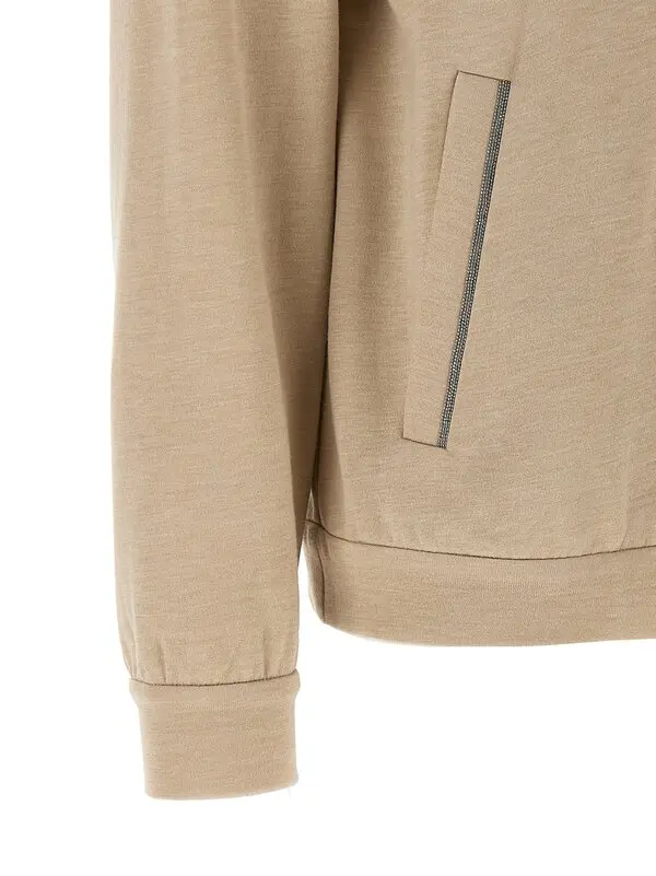 Brunello Cucinelli Cotton-silk Monile-embellished Hooded Jacket - Cream