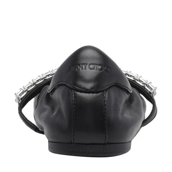 JIMMY CHOO Jade Crystal Embellished Leather Ballerina Flats - Black