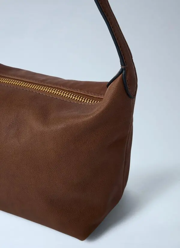 Miu Miu Leather Logo Motif Shoulder Bag - Brown