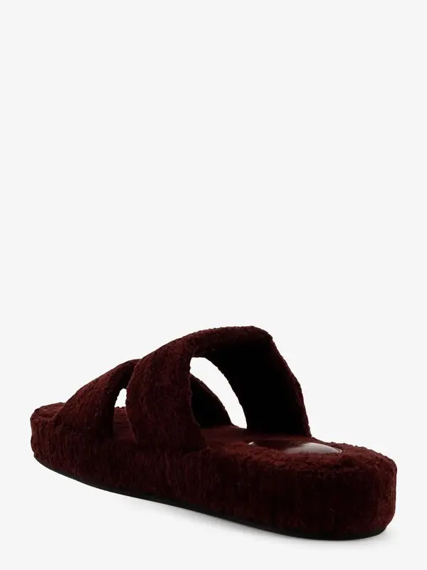 Celine Triomphe Shearling Slides - Red