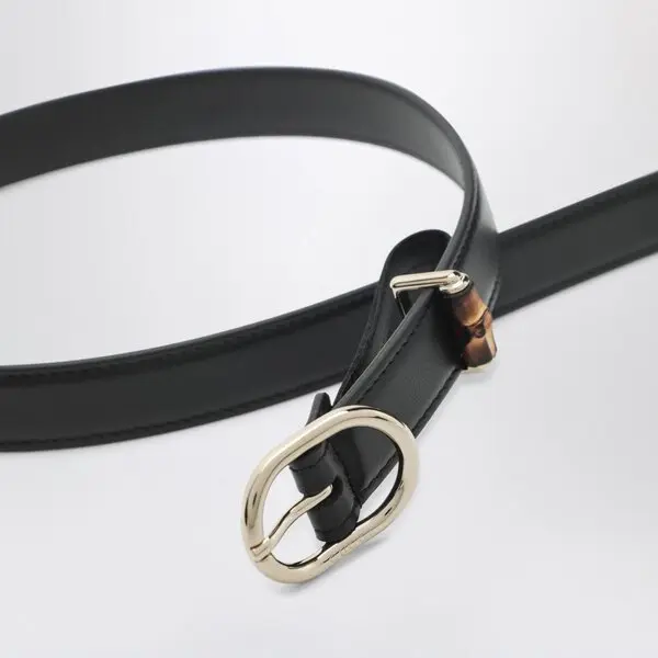 Gucci Leather Belt With Oval Buckle - Black