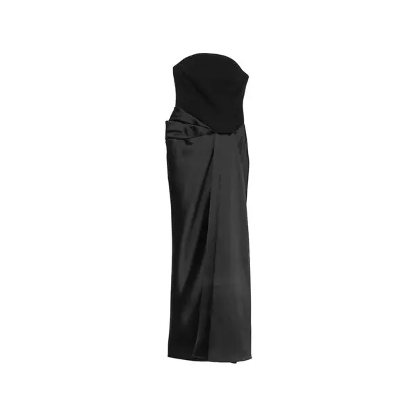 Solace London Strapless Draped Evening Dress - Black