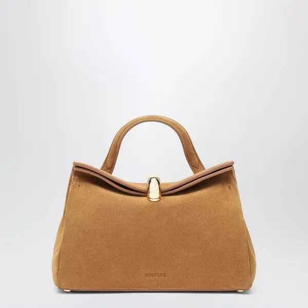 Jacquemus Handbag Le Petit Valerie In Camel Suede Calf Leather - White
