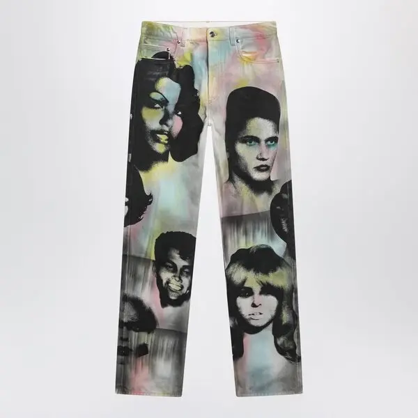 Versace Straight Jeans With The Party Print - Multicolor
