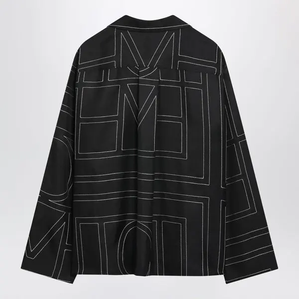 TOTEME Monogram Silk Pajama Shirt - Black