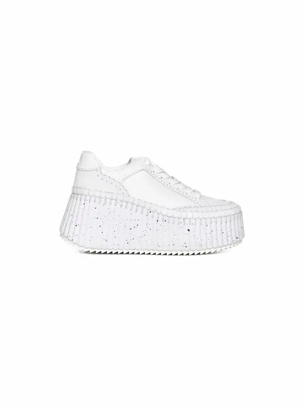 Chloé White Nama Wedge Sneakers
