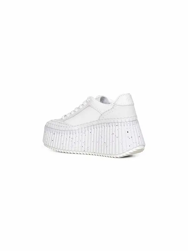 Chloé White Nama Wedge Sneakers