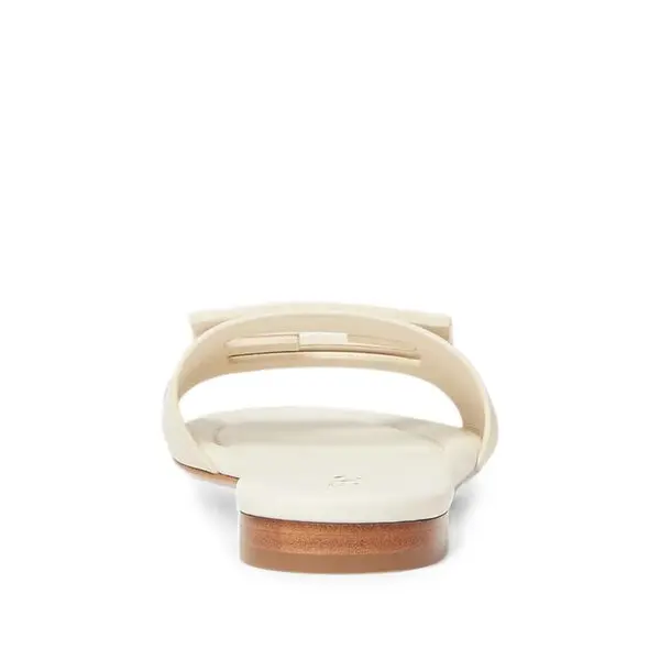 Fendi Leather Baguette Slides - Cream
