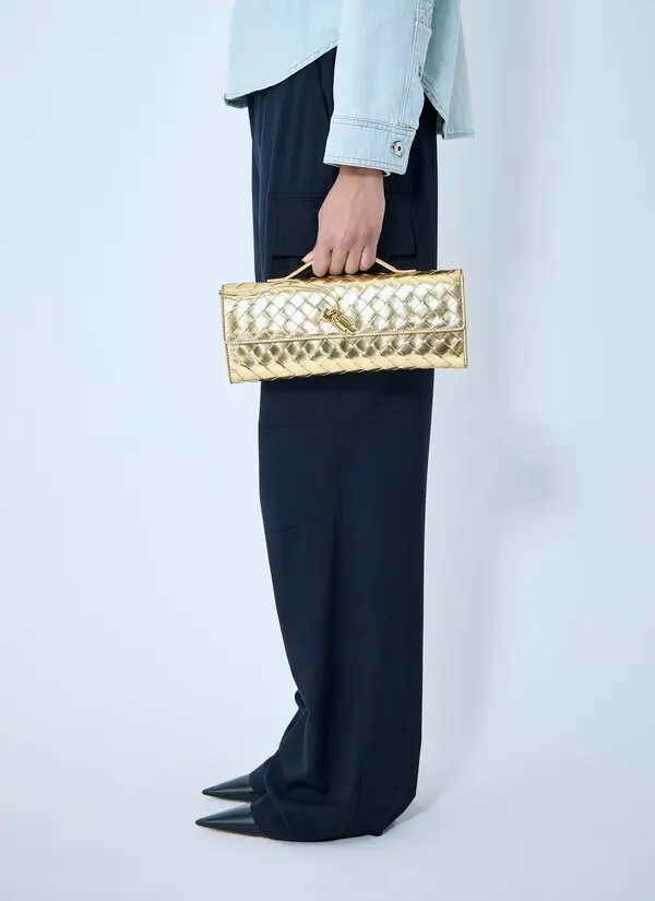 Bottega Veneta Long Andiamo Clutch - Gold