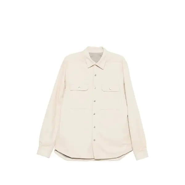 Rick Owens Leather Shirt Jacket - Cream