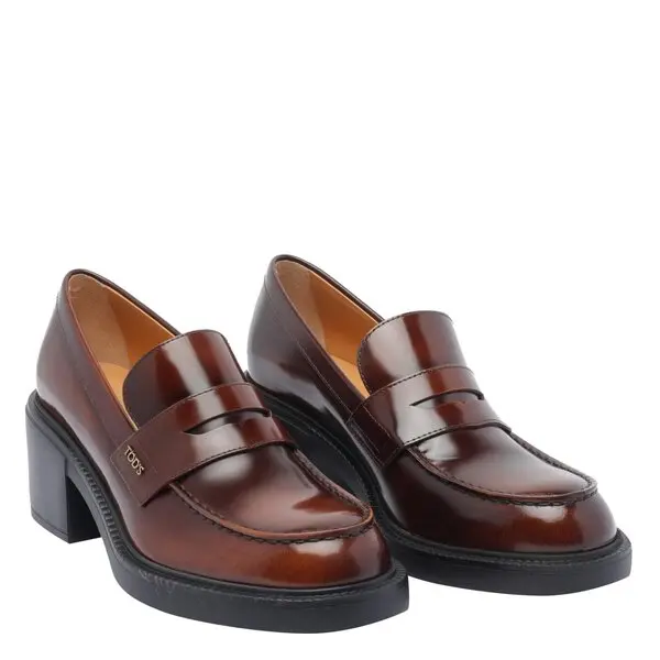 TOD'S Logo Leather Pump Loafers