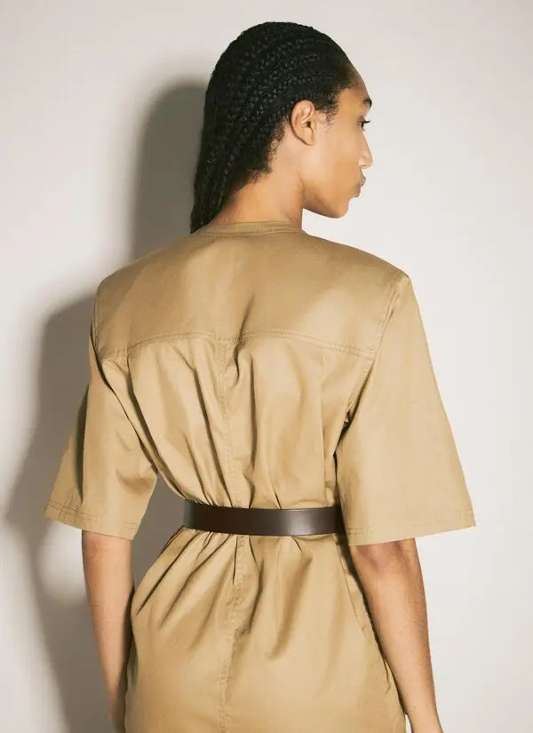 Saint Laurent Cotton Gabardine Utility Shirt Dress - Cream