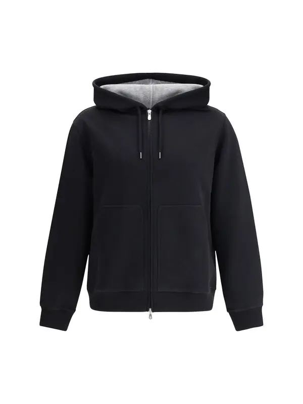 Brunello Cucinelli Cotton Zip Up Hoodie - Black