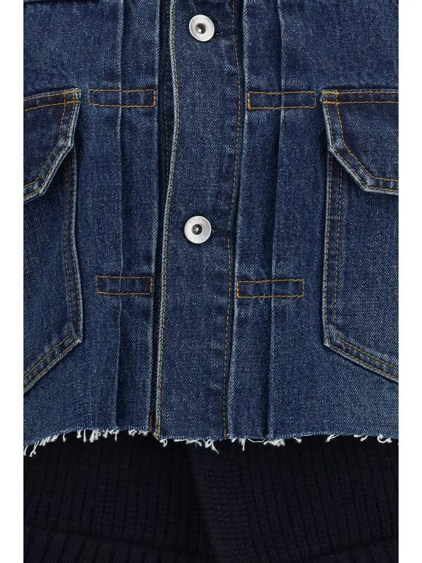 Sacai Denim Jacket With Wool Knit Layer