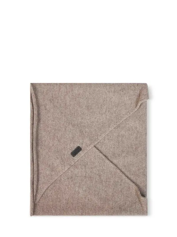 Brunello Cucinelli Beige Cashmere Scarf With Monili - Multicolor