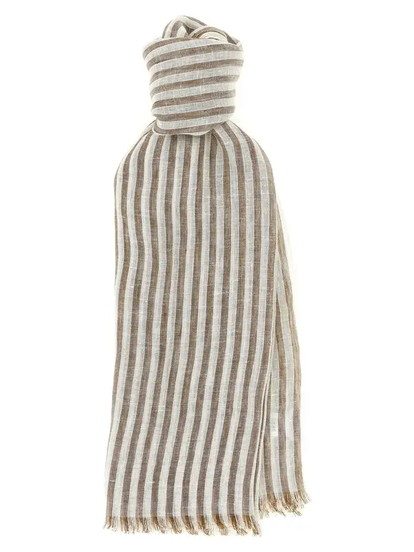 Brunello Cucinelli Sparkling' Linen Scarf - Brown
