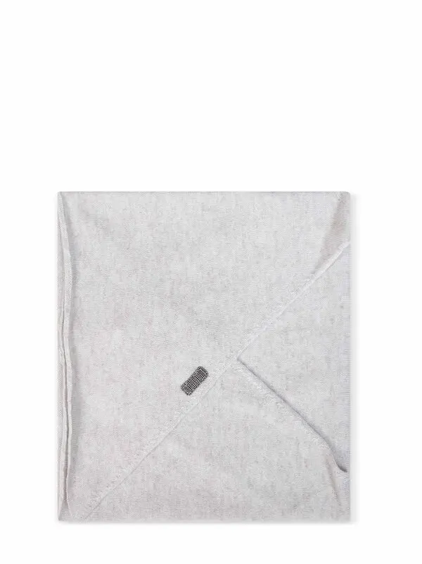 Brunello Cucinelli Pearl Grey Cashmere Scarf With Monili - Multicolor