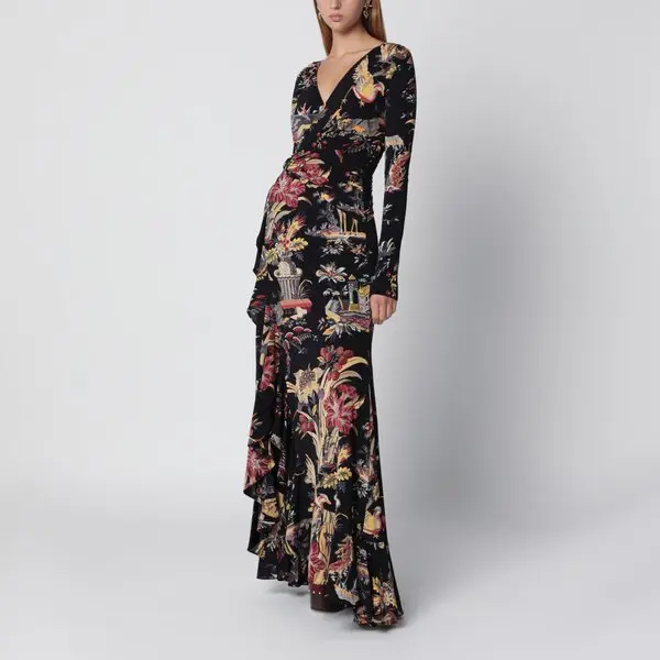 Etro Printed Wrap Jersey Maxi Dress - Multicolor