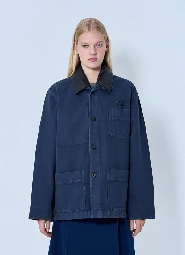 Miu Miu Single-breasted Garment-dyed Gabardine Jacket