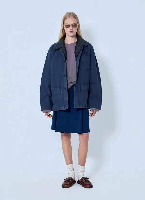 Miu Miu Single-breasted Garment-dyed Gabardine Jacket