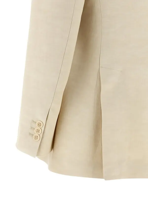 P.a.r.o.s.h Raisa Double-breasted Linen Blend Blazer - Cream