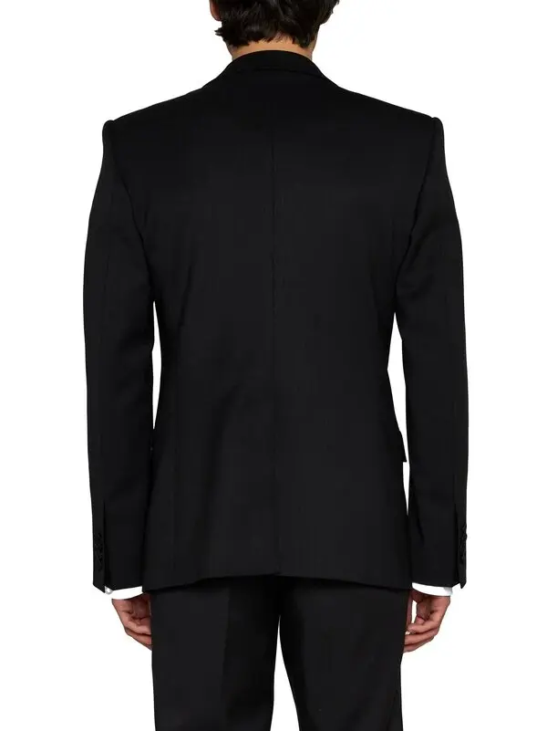 Dolce & Gabbana Black Stretch Wool Sicilia Tuxedo Blazer