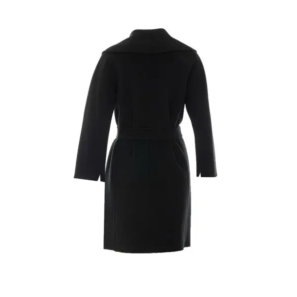 Max Mara Messi Virgin Wool Belted Coat - Black