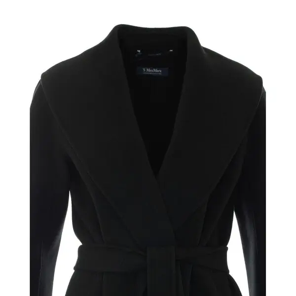 Max Mara Messi Virgin Wool Belted Coat - Black