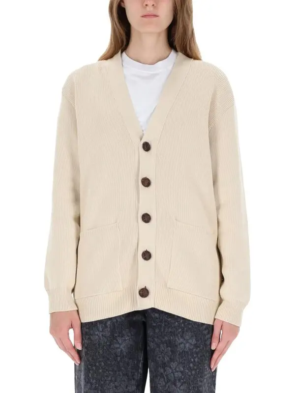 GOLDEN GOOSE Cardigan With Logo - Cream