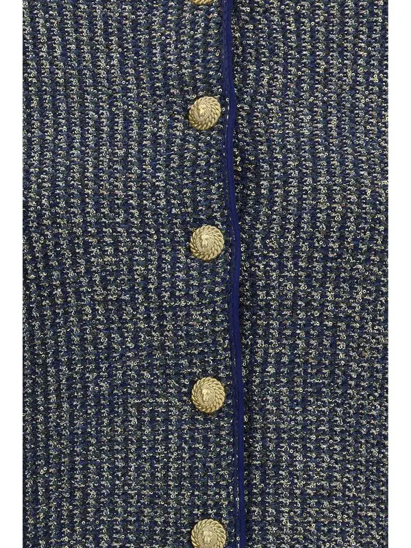 Balmain Quilted Sequin Cardigan With Decorative Buttons