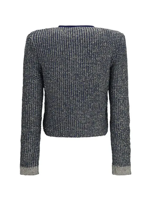 Balmain Quilted Sequin Cardigan With Decorative Buttons