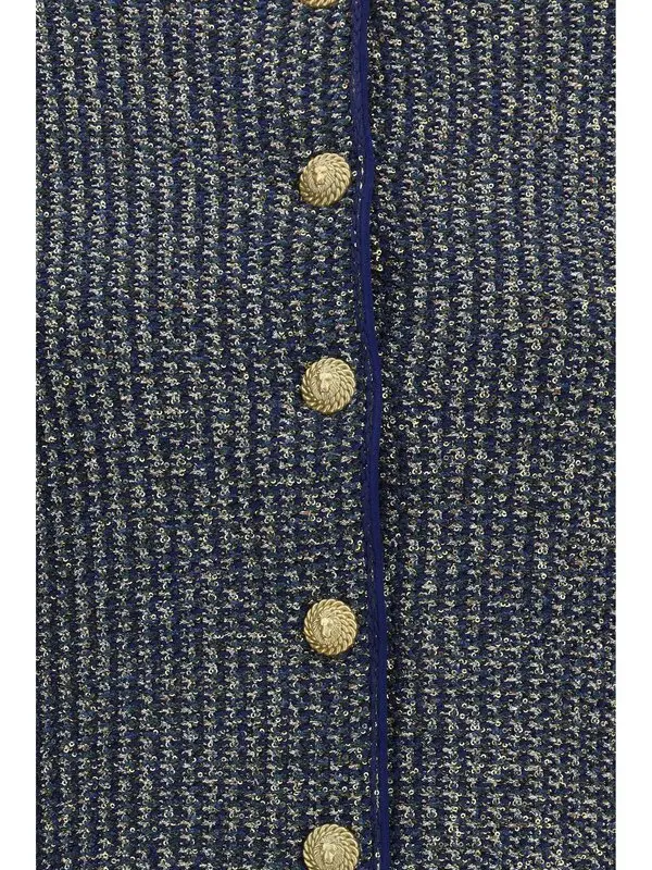 Balmain Quilted Sequin Cardigan With Decorative Buttons