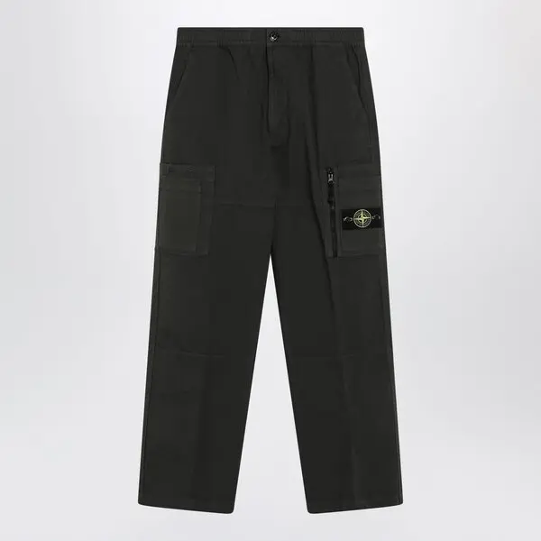 Stone Island Loose Cargo Trousers In Grey Cotton Ripstop - Gray