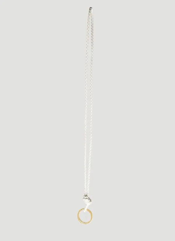 Bottega Veneta Intreccio Lanyard Keyring - White