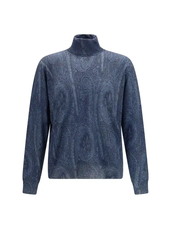 Etro Printed Turtleneck Sweater - Blue