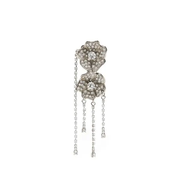 Alessandra Rich Crystal Floral Tiered Earrings - Silver