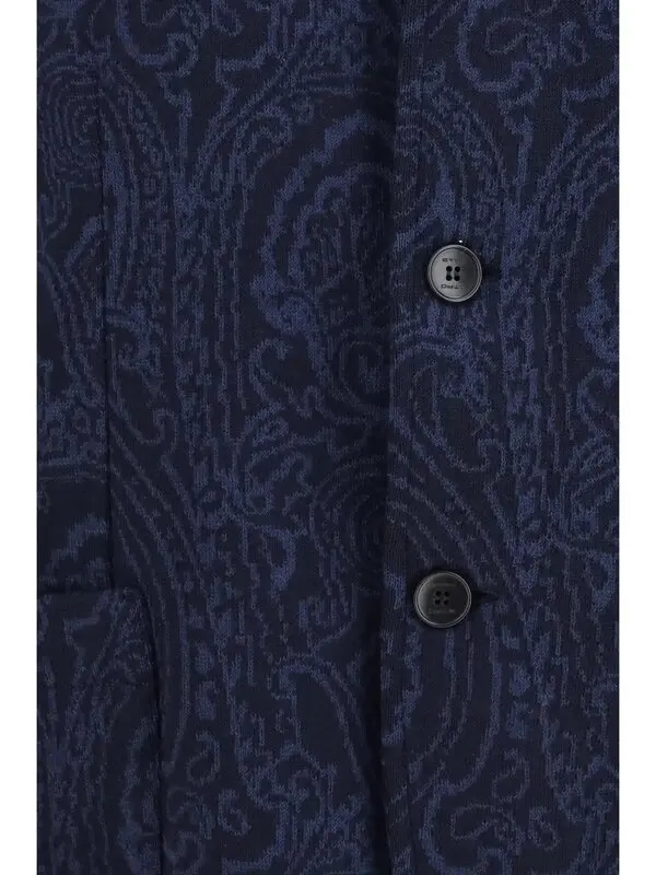 Etro Single-breasted Arnica Jacquard Wool-blend Jacket - Blue