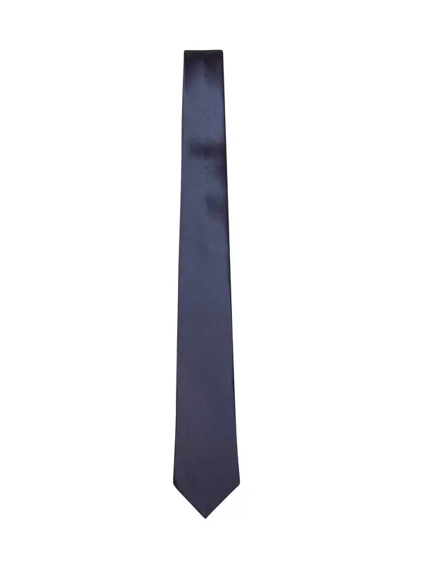 Saint Laurent Navy Blue Silk Satin Tie