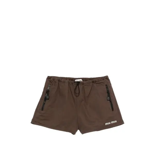 Miu Miu Cotton Mini Shorts - Brown
