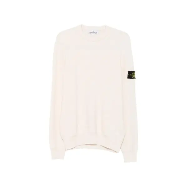 Stone Island Virgin Wool Crew Neck Jumper - Cream