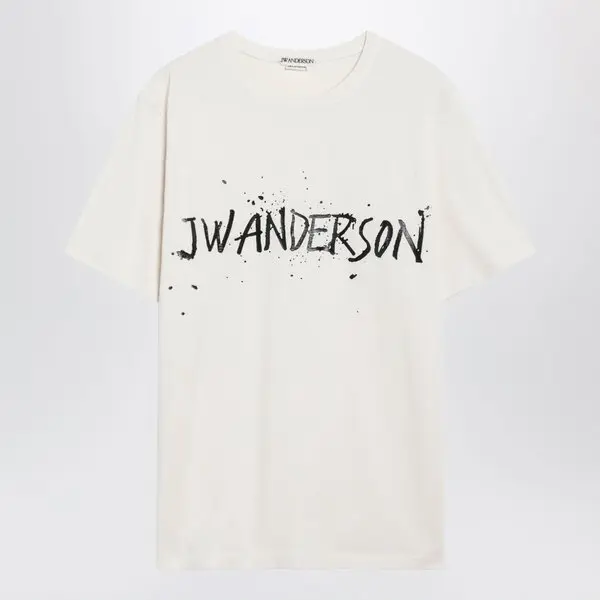 JW Anderson Circular T-shirt In Ecru Cotton