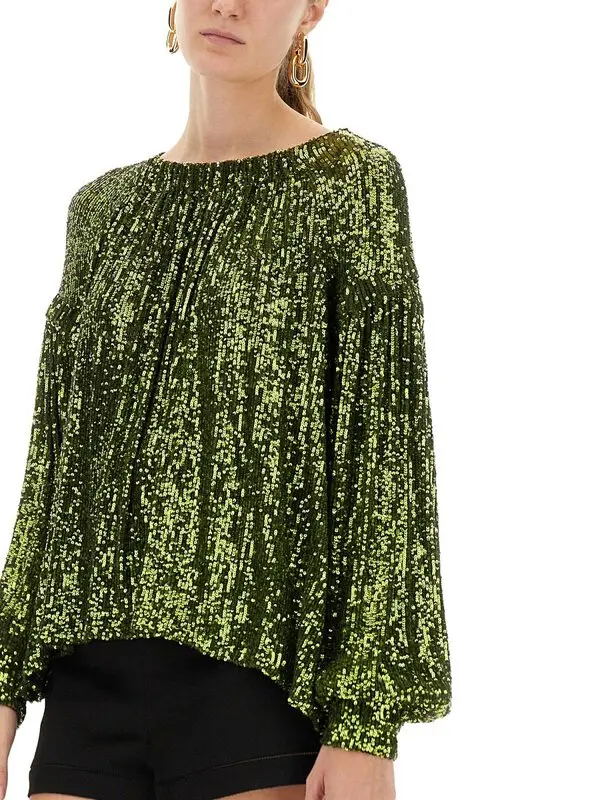 Rabanne Sequin Blouse - Green